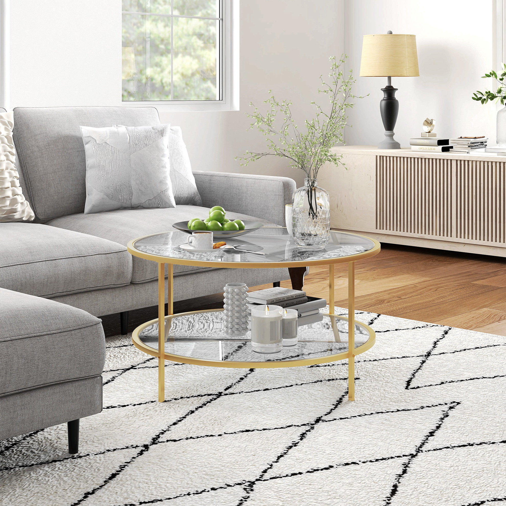 Mercer41 Side Table With Storage, Coffe Table, End Table, Steel Frame ...