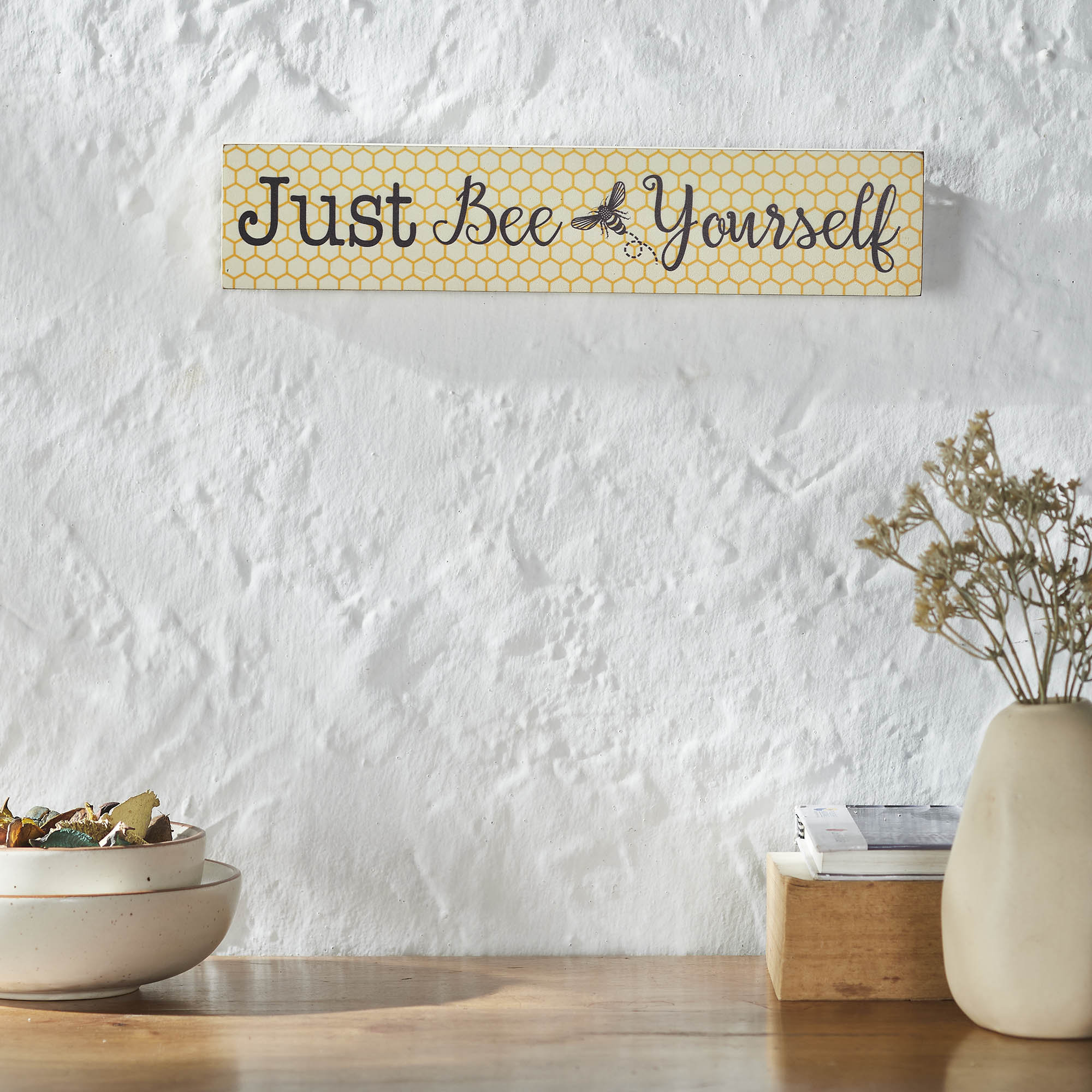 VHC Brands Buzzy Bees Just Bee Yourself MDF Wall Sign 3x14x0.75 | Wayfair