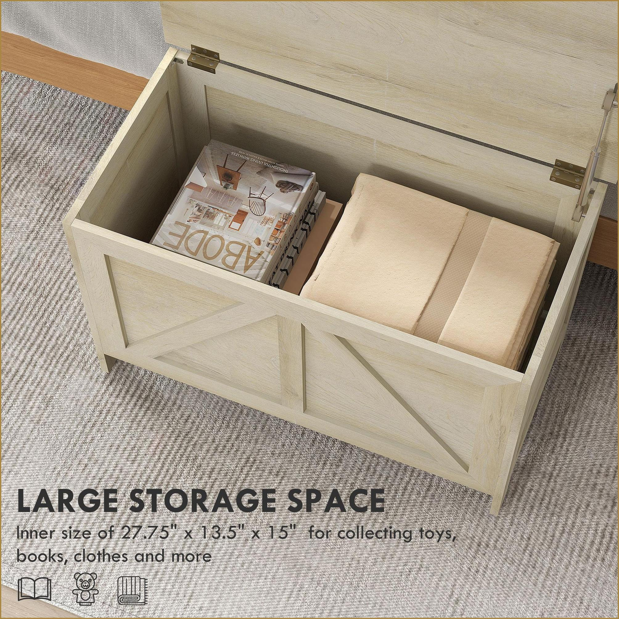 August Grove® Storage Chest, 30” Farmhouse Lift Top Organizer with ...