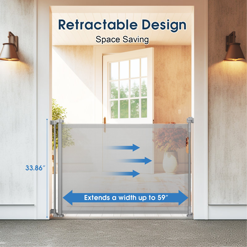 Tucker Murphy Pet™ Cyrgalis Wall Mounted Pet Gate Retractable Mesh Baby ...