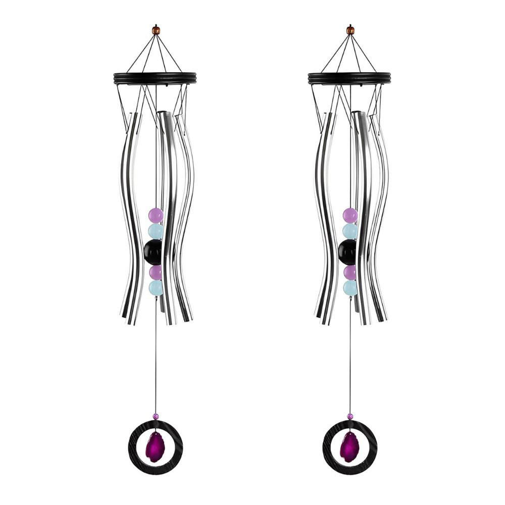 Arlmont & Co. Gift Set ICE ARMOR 33" Long Wooden Top Geode Wind Chime ...