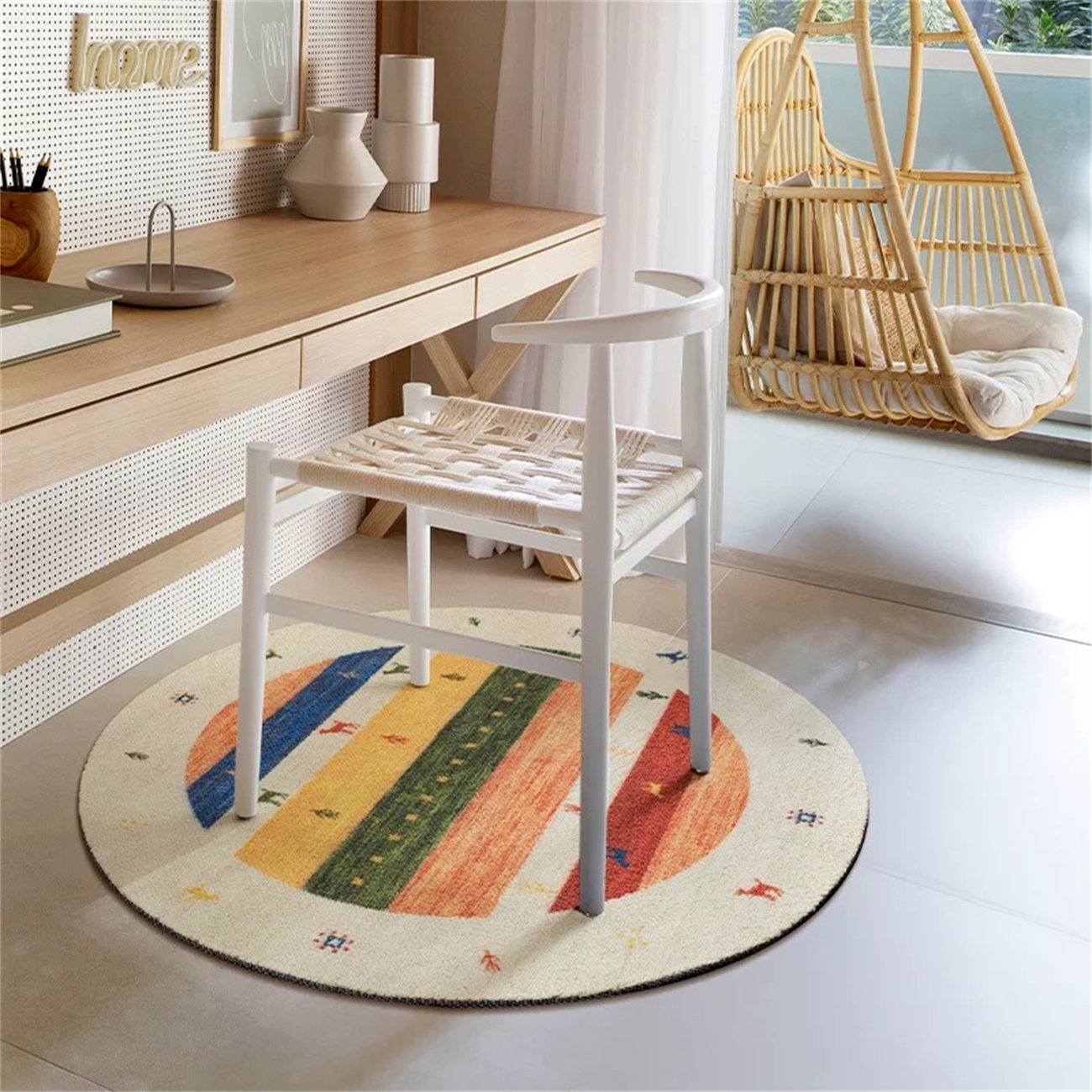 Loon Peak Luxury Round Loop Pile Rug - Premium Sofa & Vanity Mat For ...