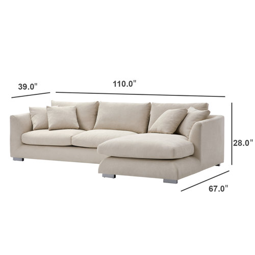 Latitude Run® Jessus Contemporary 110-Inch Feathers Sectional Sofa with ...