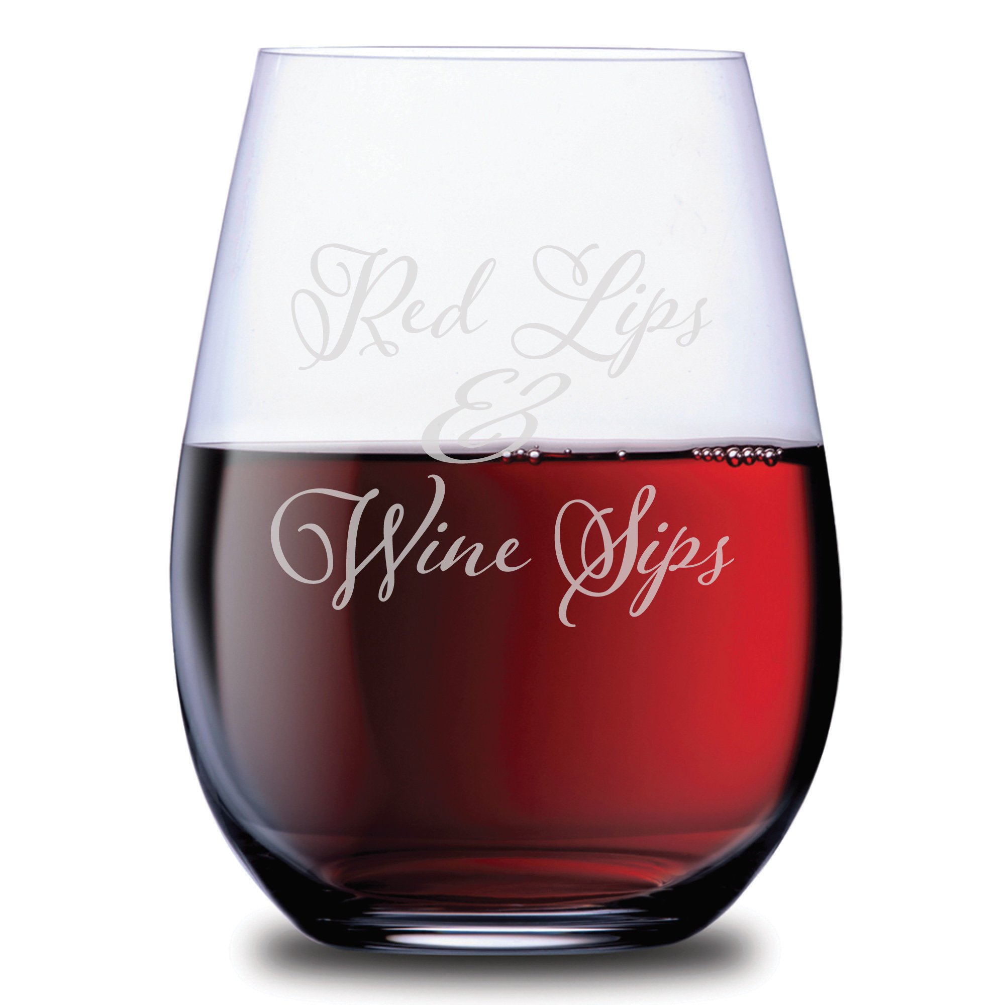 Trinx Red Lips & Wine Lips - 4 Piece 21 Oz. Stemless Wine Glass Set ...