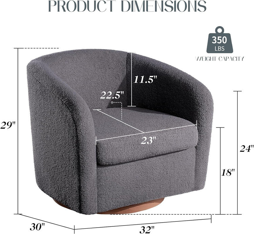 Ebern Designs Swivel Chair Armchair, Comfy Swivel Accent Chair Single ...