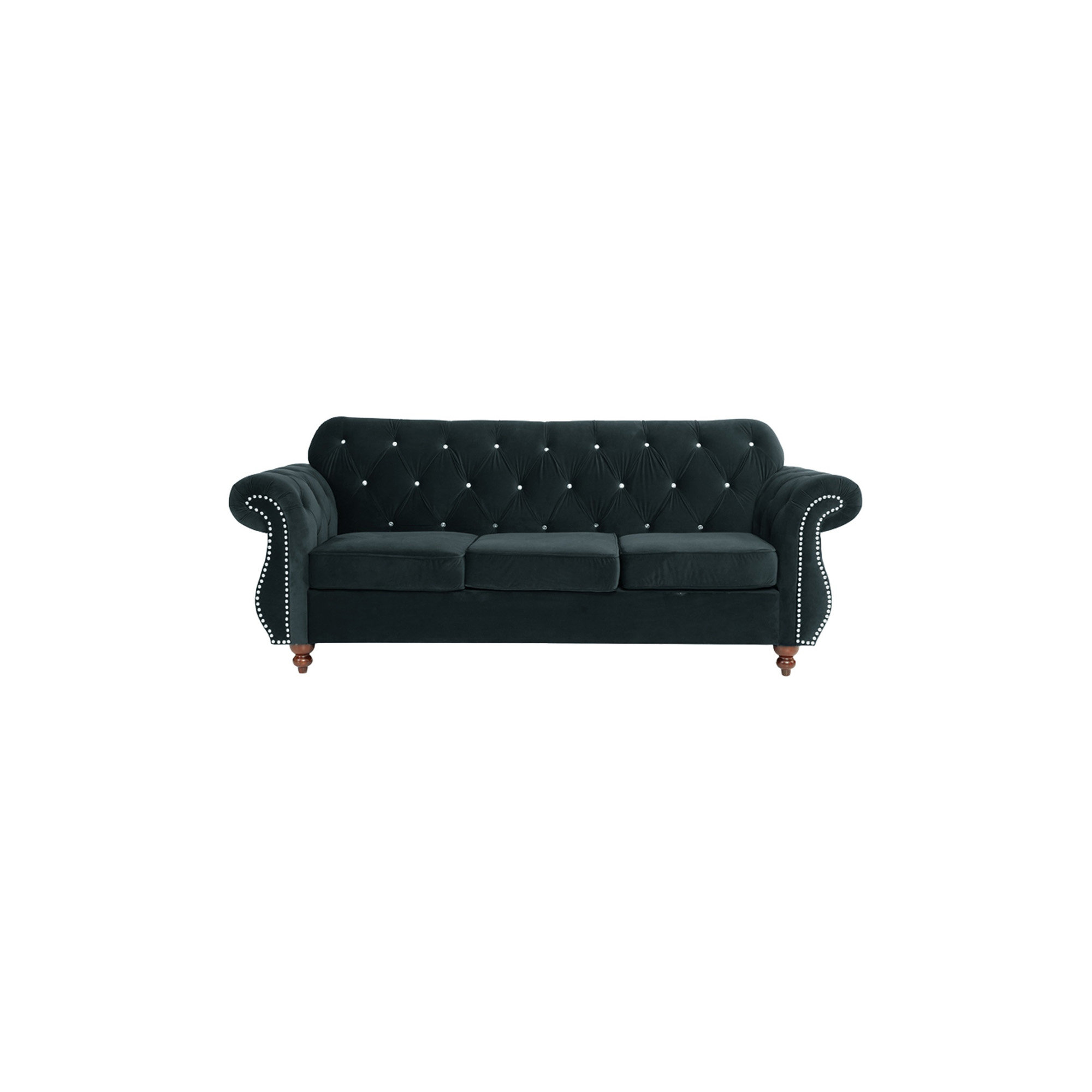 Darby Home Co Formal Luxury Look 1pc Black Sofa w Pillows Living Room ...