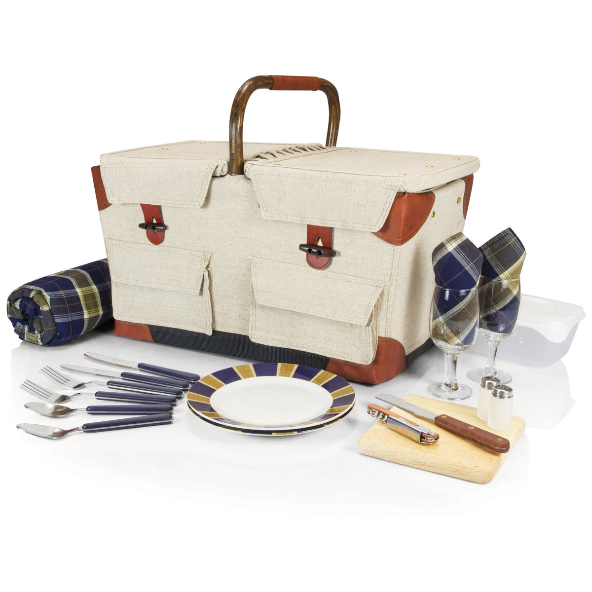 Picnic Time Pioneer Deluxe Picnic Basket with Picnic and Picnic Blanket ...