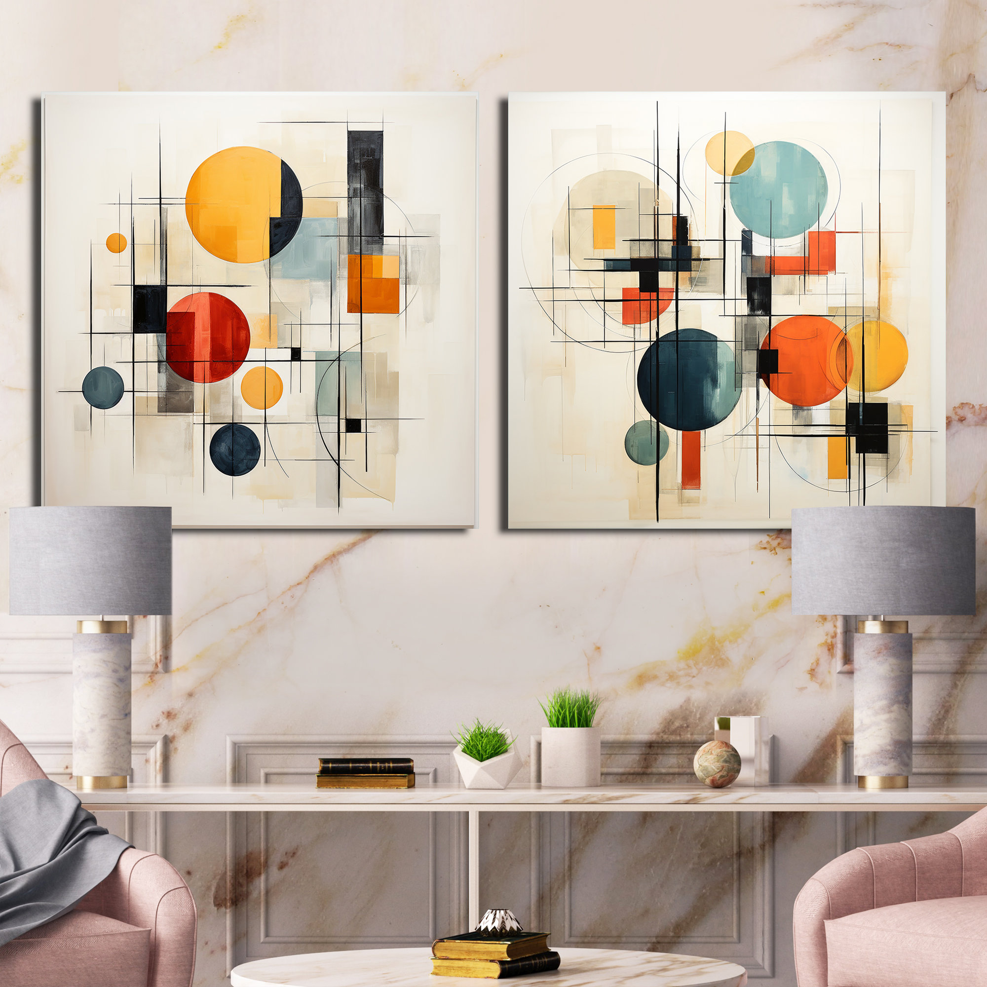 Ivy Bronx Colorful Mid Century Geometry Patchwork Collage - Abstract ...