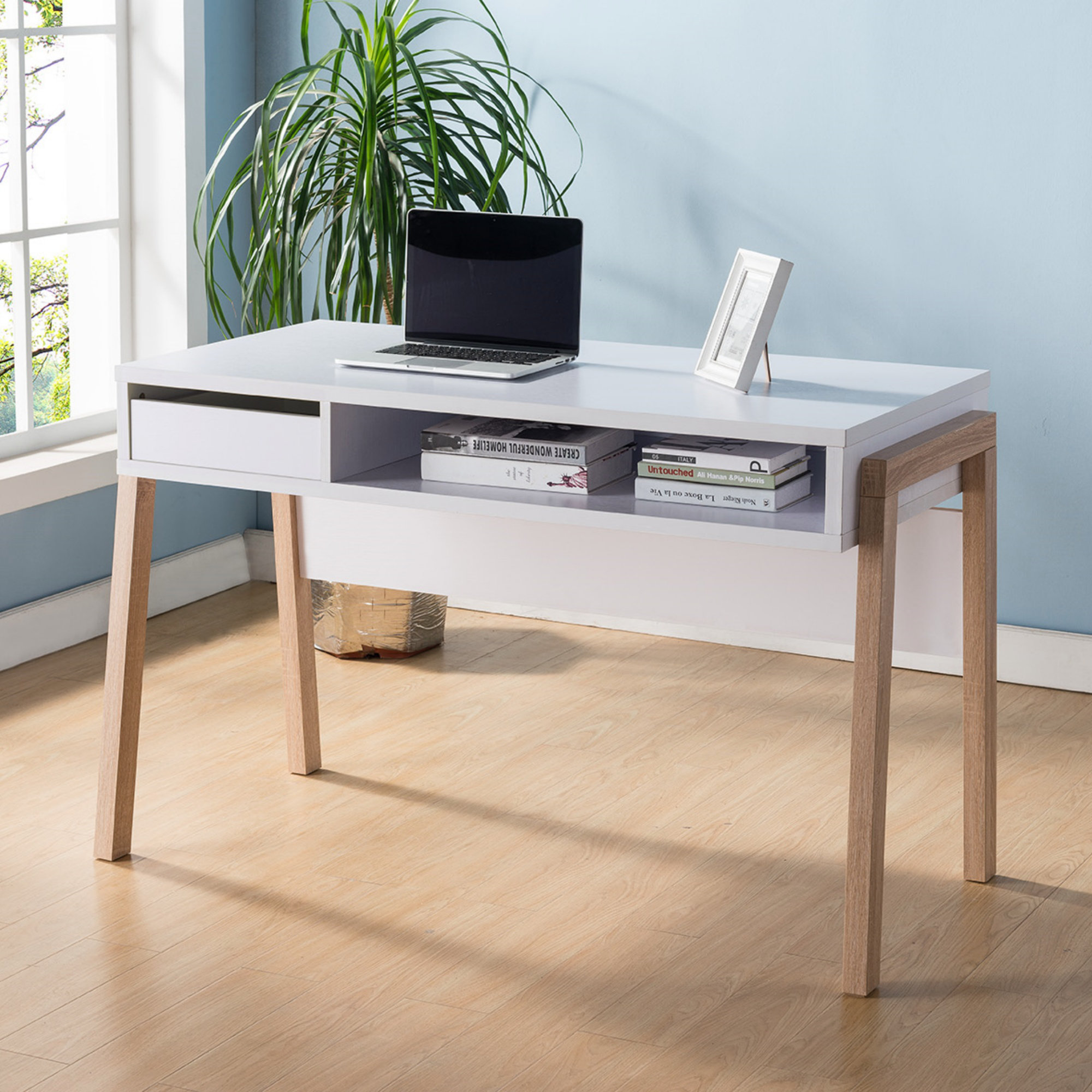 George Oliver Office Desk, Computer Desk With Hidden Storage Shelve ...