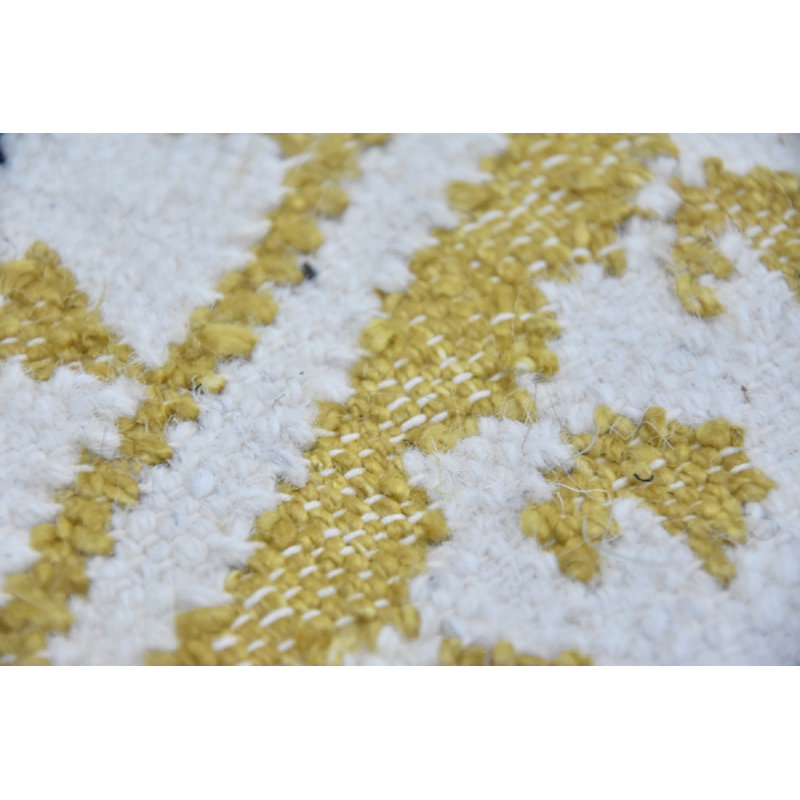 Union Rustic Lianna Handmade Flatweave White/Gold Rug | Wayfair