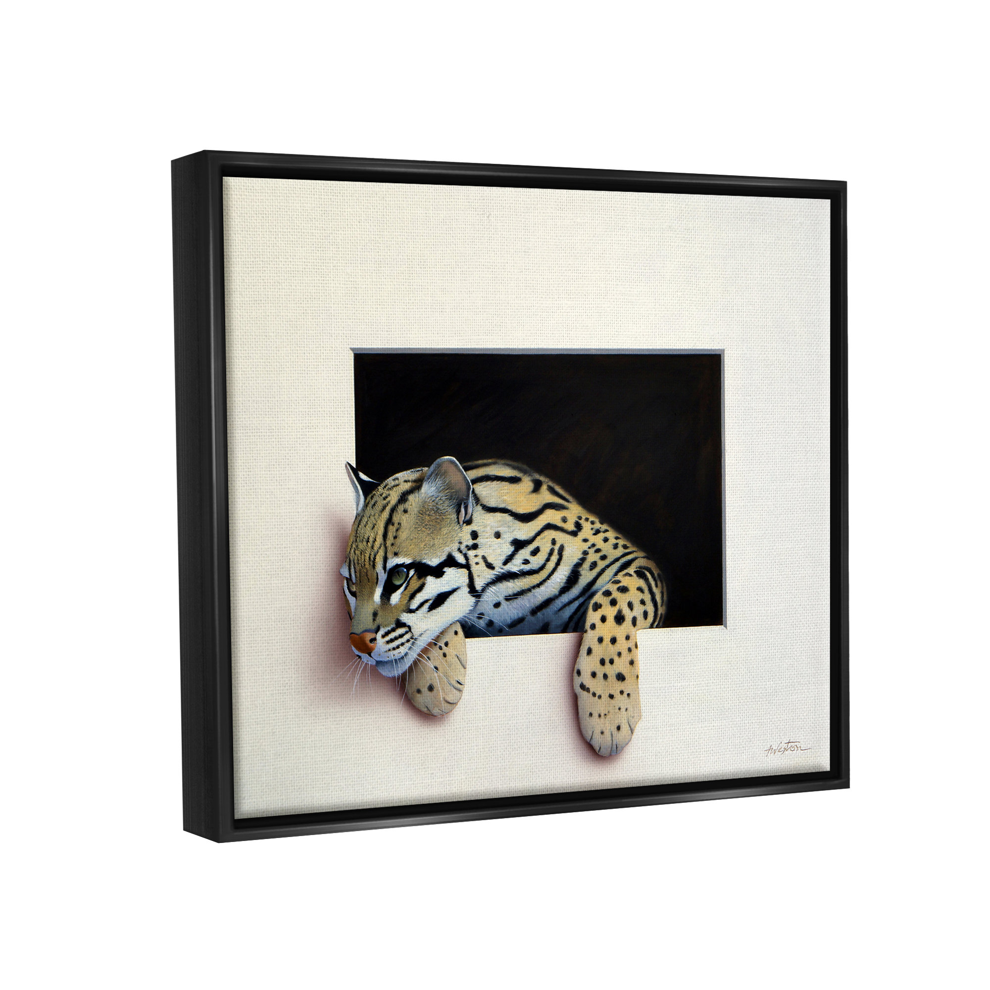 Stupell Industries Wildlife Ocelot Resting Paws Cutout Illusion by Alan ...