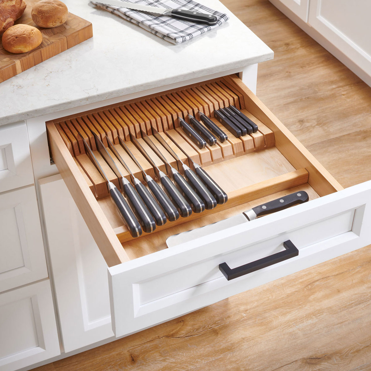 Rev-A-Shelf Dual Row Trimmable Knife Block Drawer Organizer Insert ...