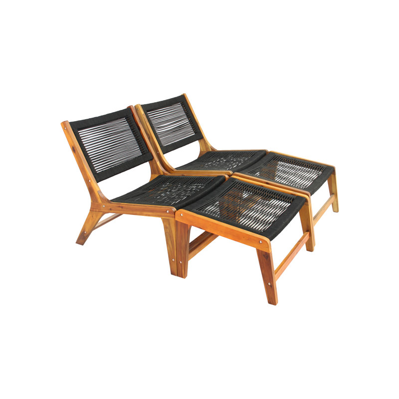 Rosecliff Heights Papillon Wood Patio Chair with Ottoman | Wayfair