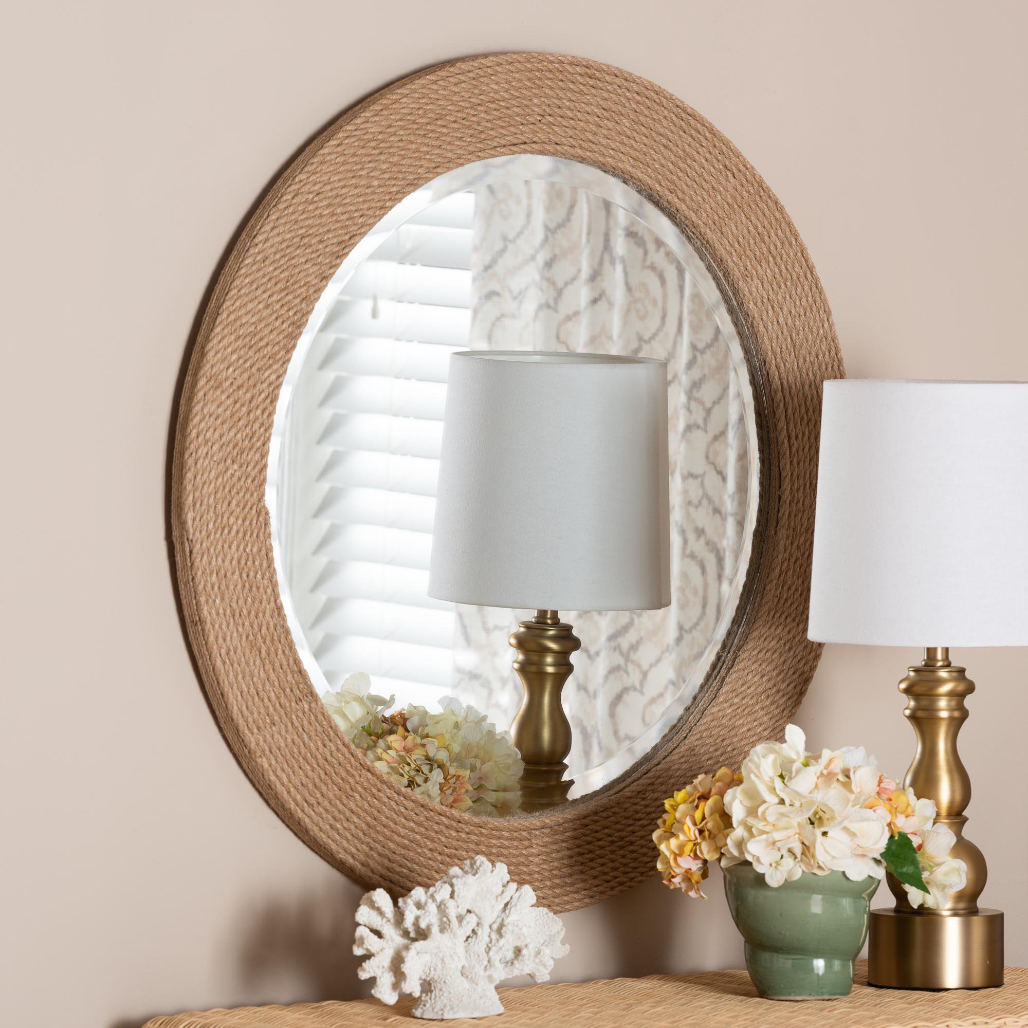 Ebern Designs Bali & Pari Nieva Round Woven Rope Mirror – Coastal ...