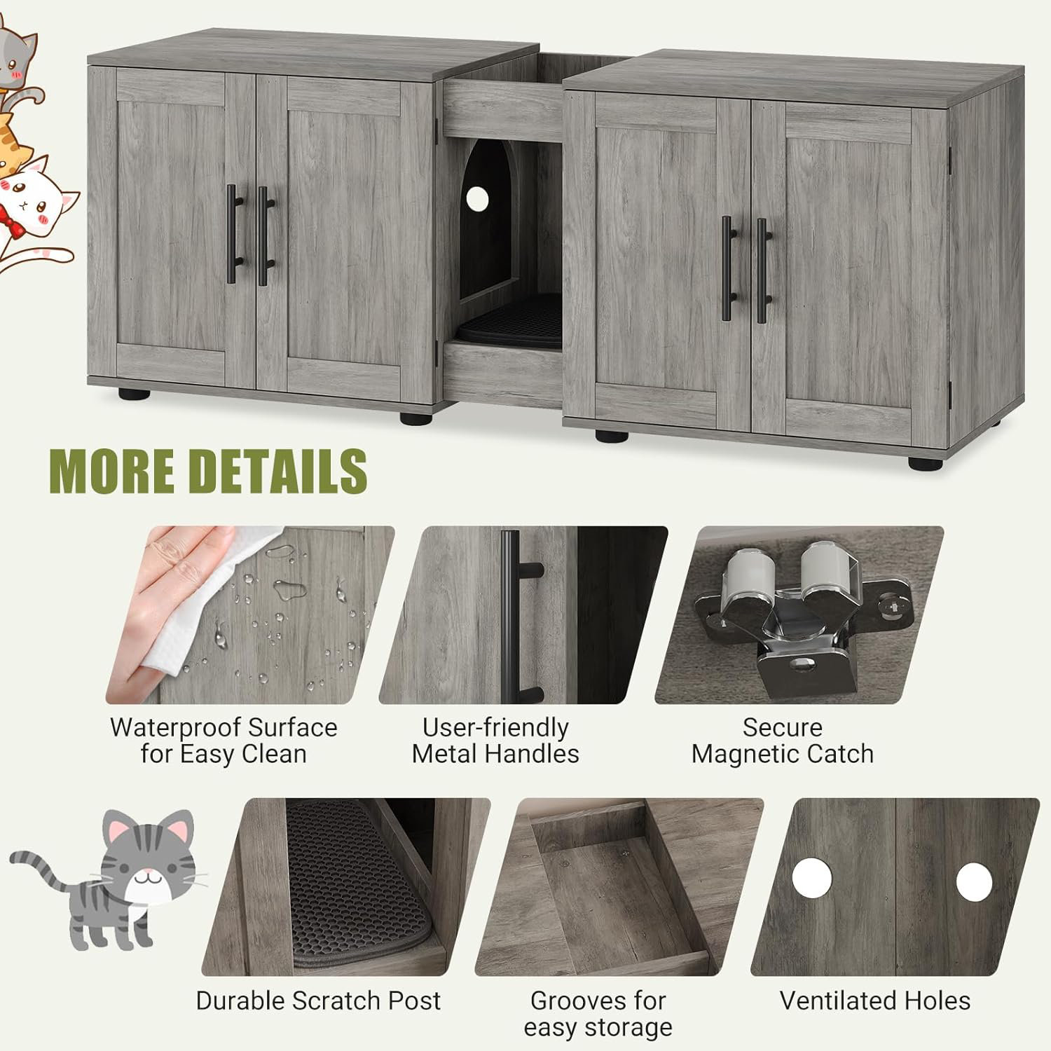 Lark Manor™ 3 In 1 Double-room Hidden Litter Box Cabinet | Wayfair