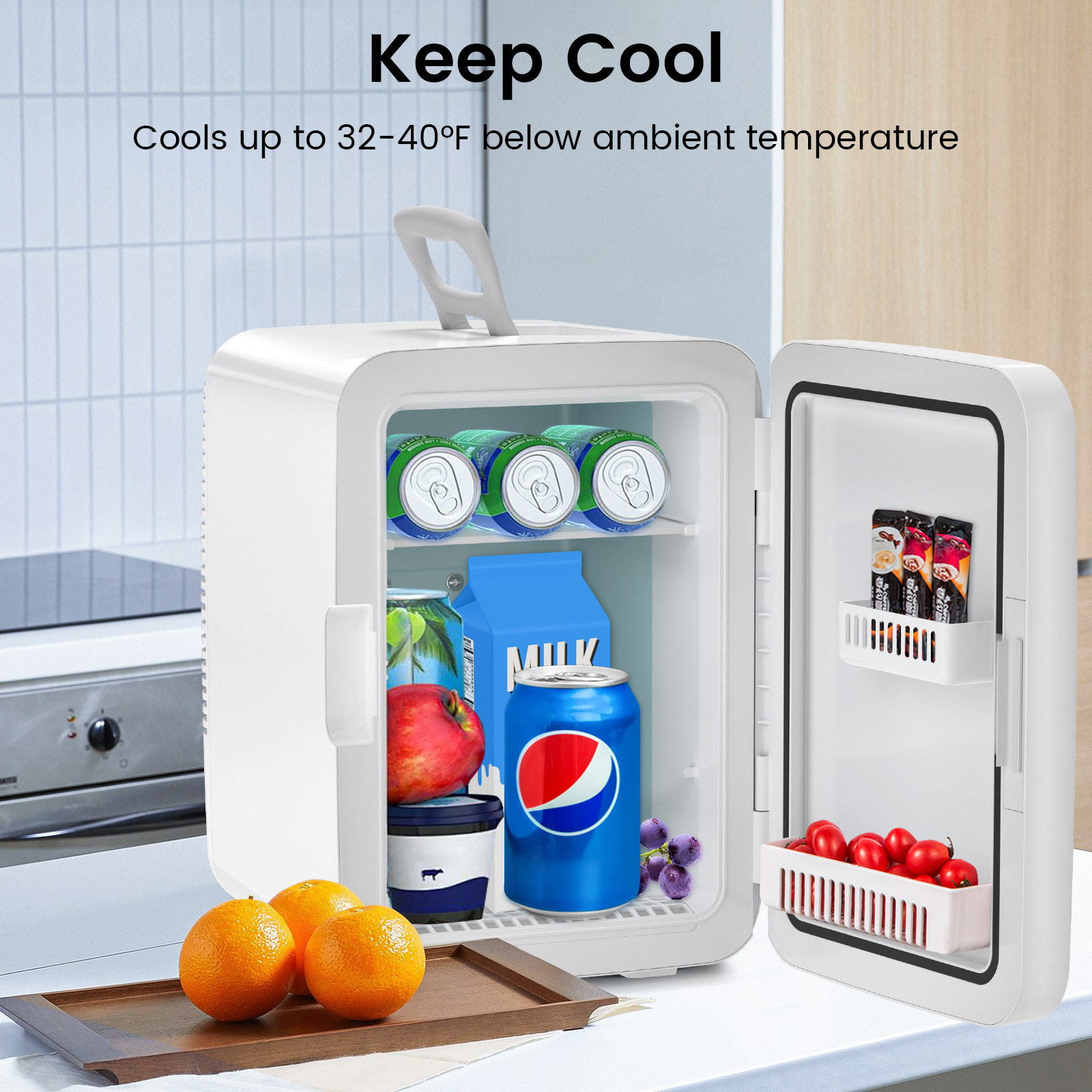 COWSAR Mini Fridge For Bedroom, Portable Cooler For Cosmetics, Food ...