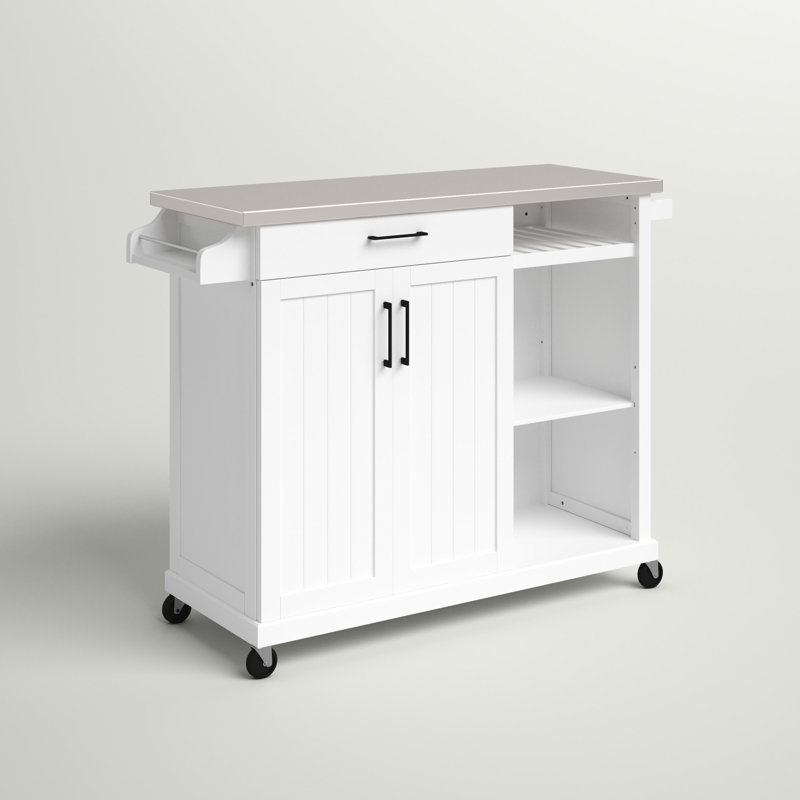 Sand & Stable™ Freya 51'' Kitchen Island with Stainless Steel Top with ...