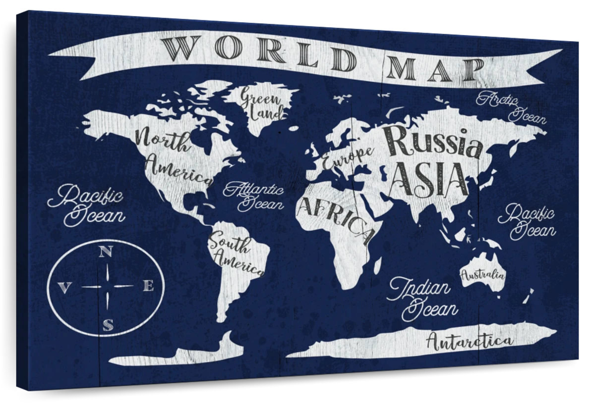 Breakwater Bay Aliaz Nautical Navy World Map | Wayfair