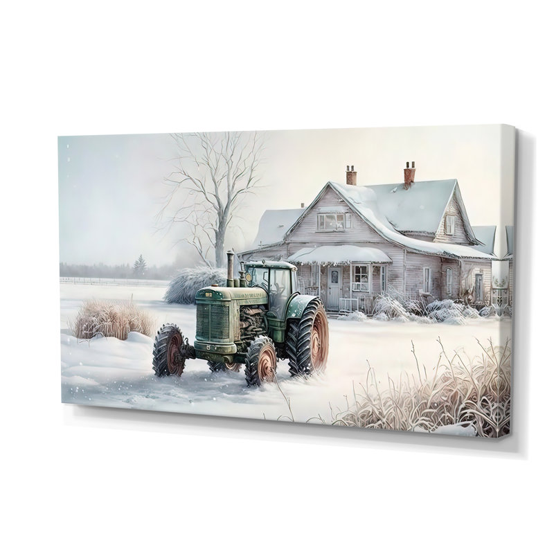 Design Art Tractor At The Barn In Winter II - Farmhouse / Country ...