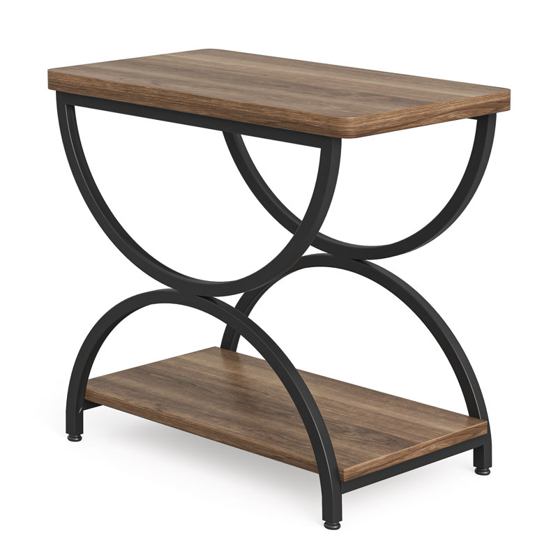 Mercer41 Tashai 2-Tier Rectangular End Side Table with Semicircular ...