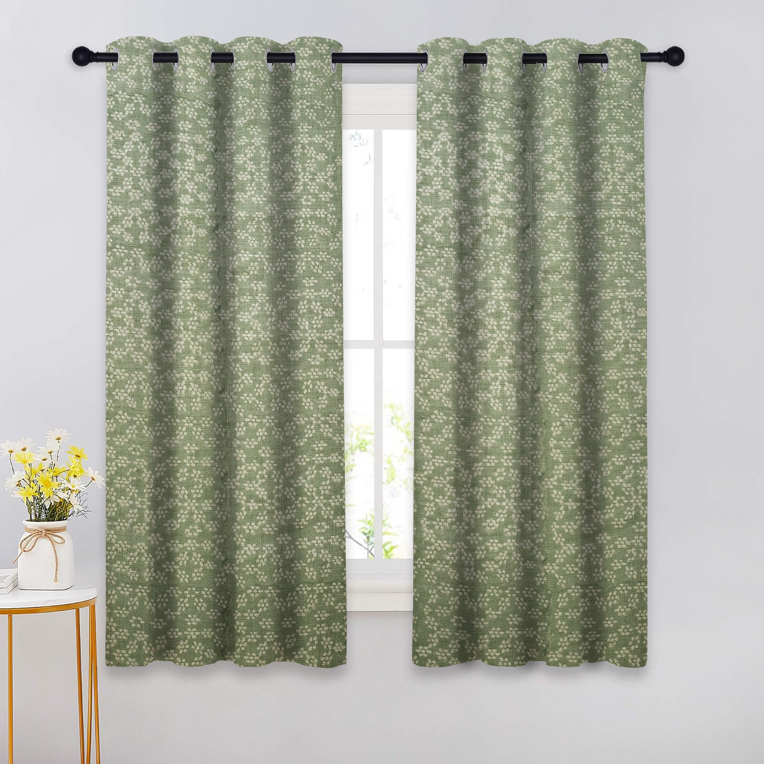 Red Barrel Studio® Thick Linen Eyelet Curtains Handmade Block Print ...