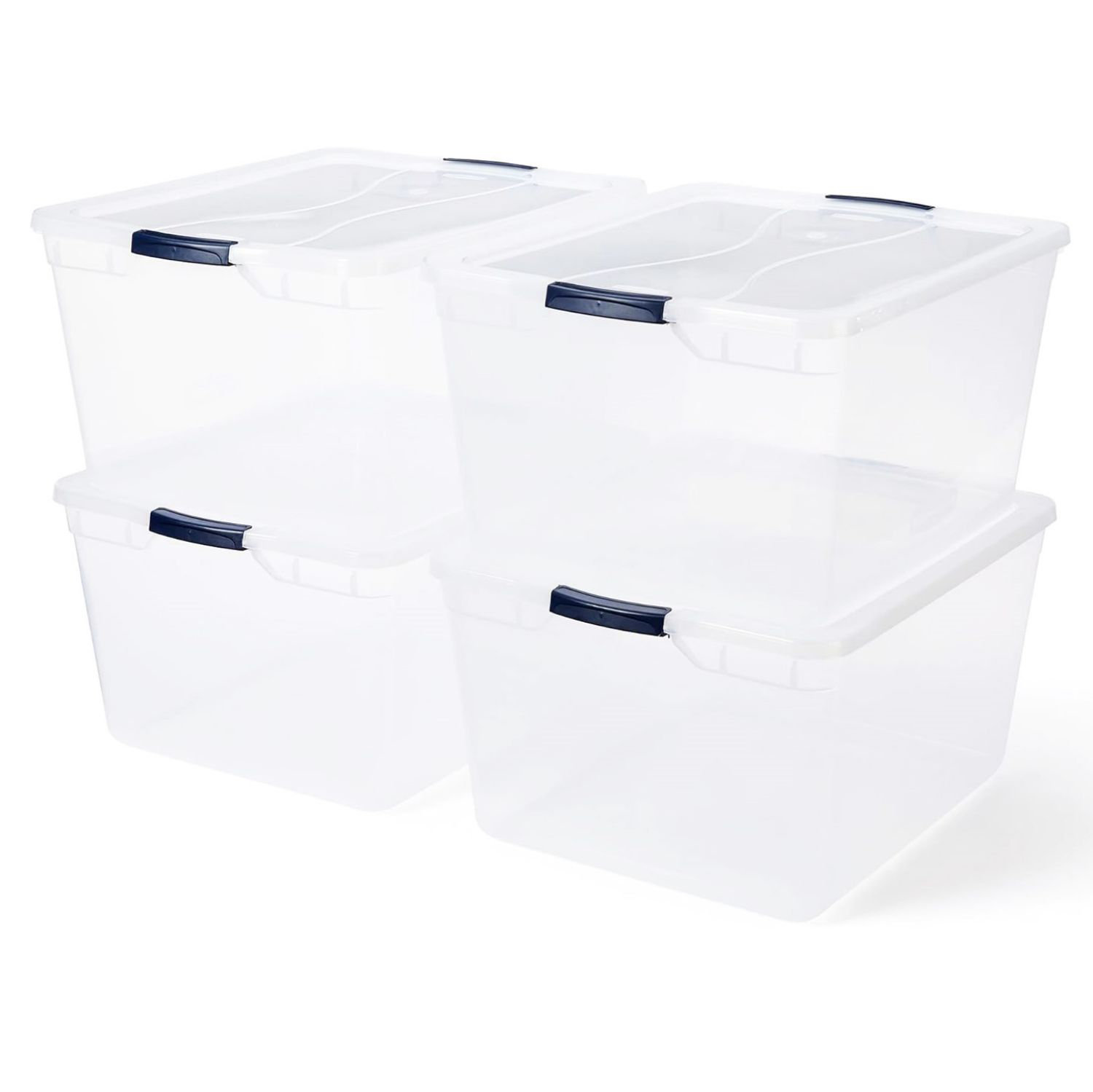 Rebrilliant 71 Quart Latching Plastic Storage Containers with Lids (4 ...