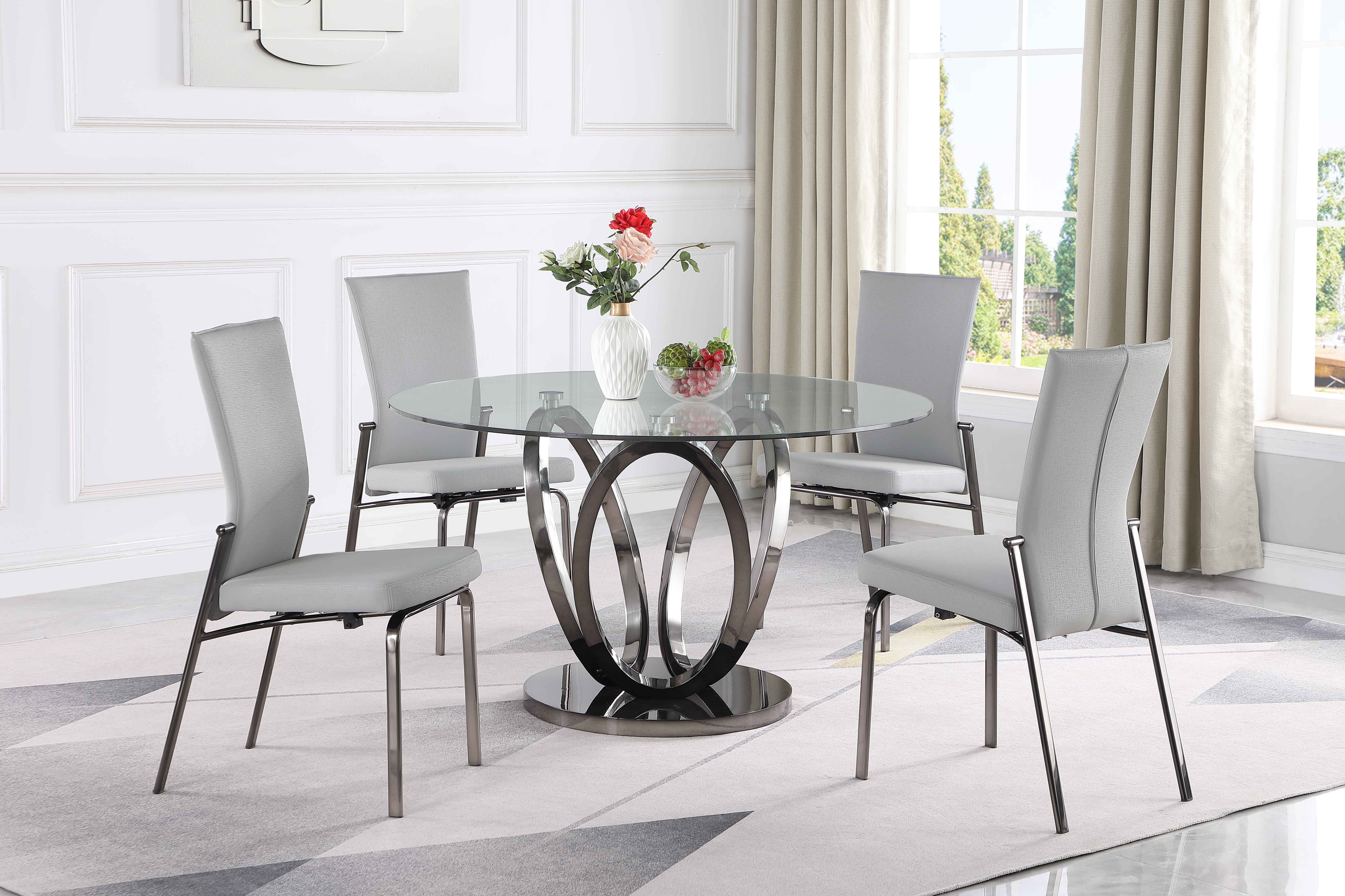 Latitude Run® Contemporary Dining Set w/ Glass Top Table & Motion-back Chairs | Wayfair