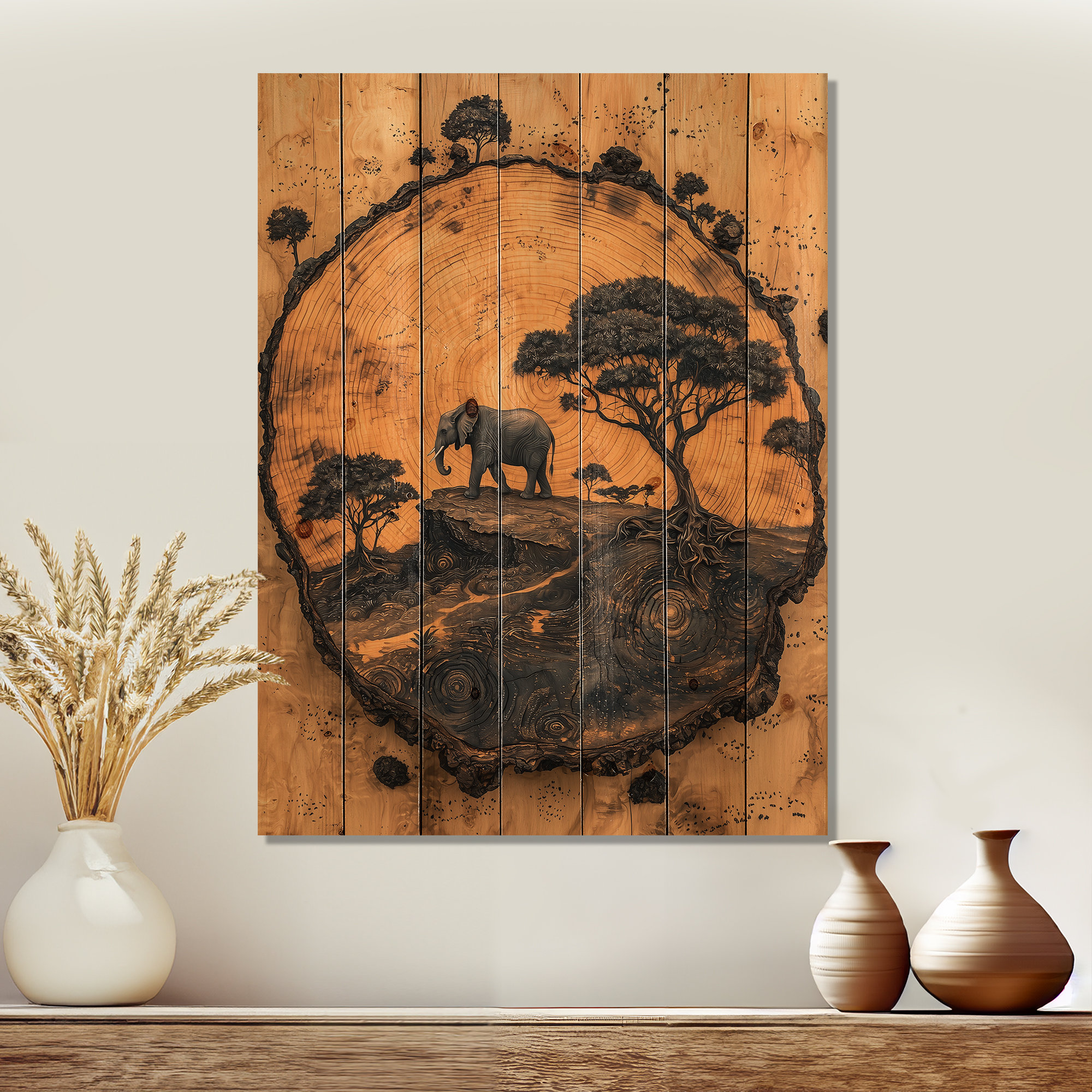 Ophelia & Co. Elephant Under The Baobab Tree Wood Slide II - Elephant ...