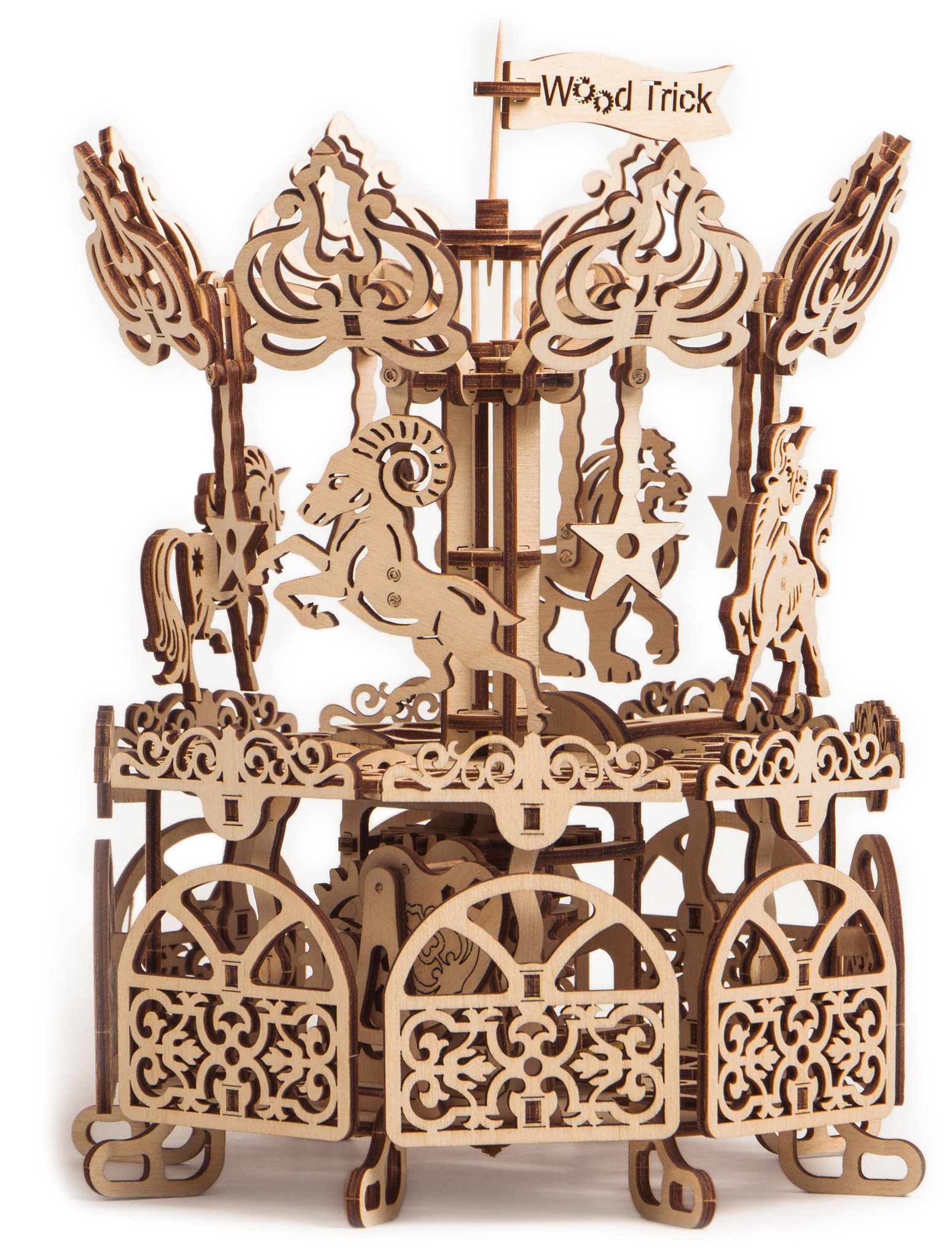 Wood Trick Carousel Wooden 3D Mechanical Model Kit Puzzle | Wayfair