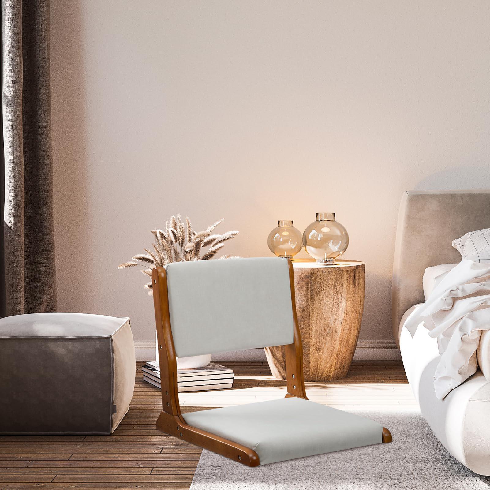 Red Barrel Studio® Foldable Wooden Legless Tatami Floor Chair With ...