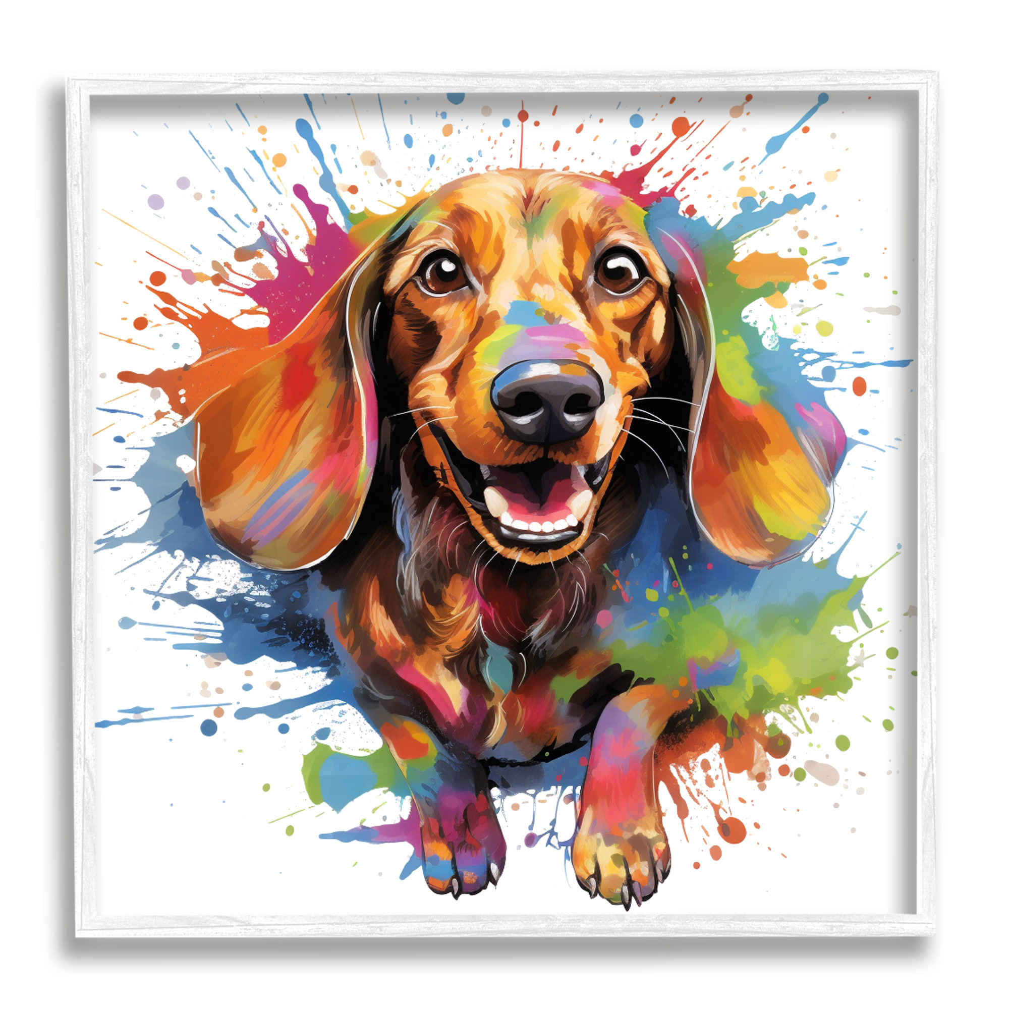 Stupell Industries ba-420-Framed Spaniel Dog Vibrant Splash by Marybeth ...