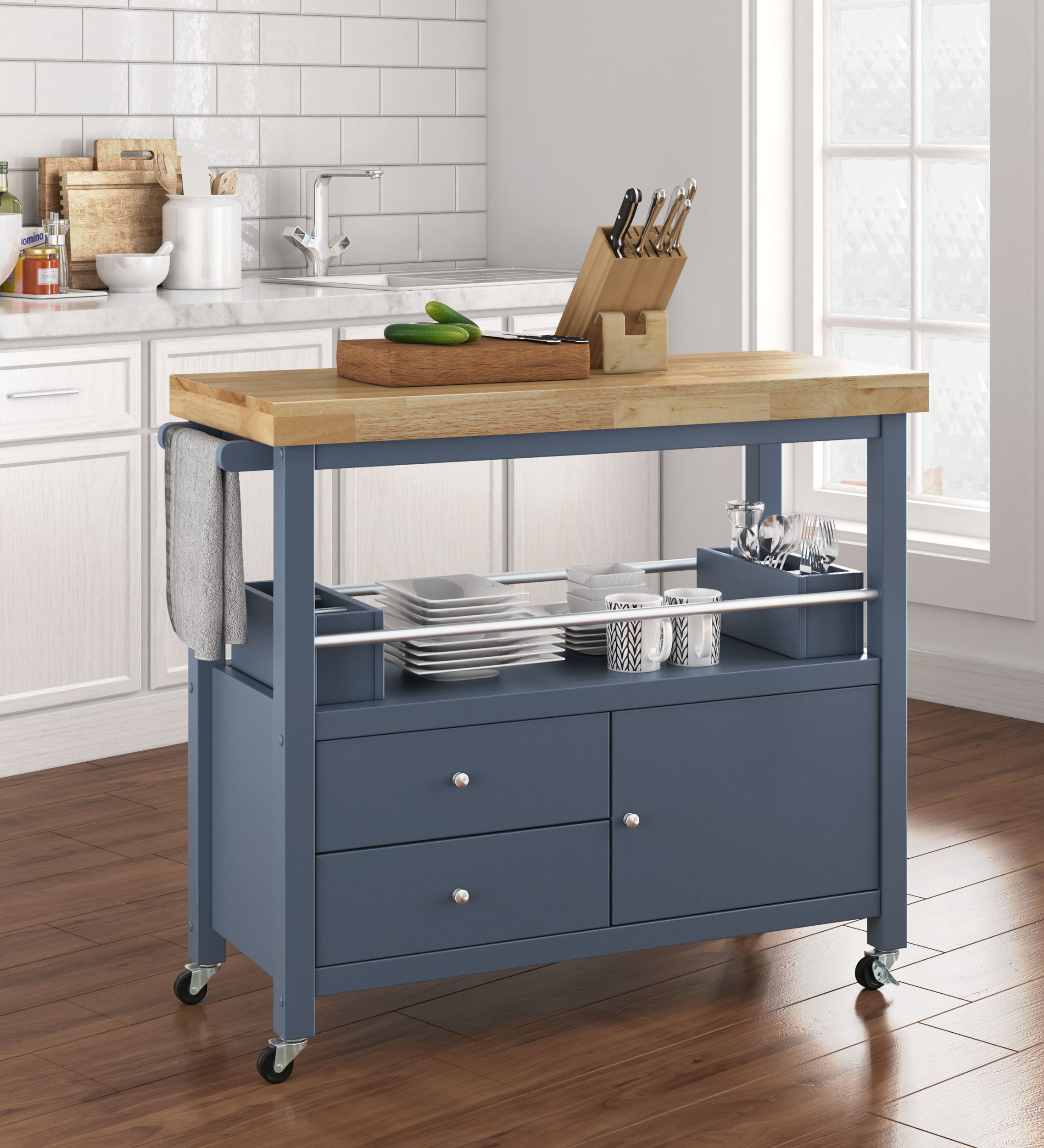 Click Decor Gerolakkos ClickDecor Anson Kitchen Island Bar Cart with ...