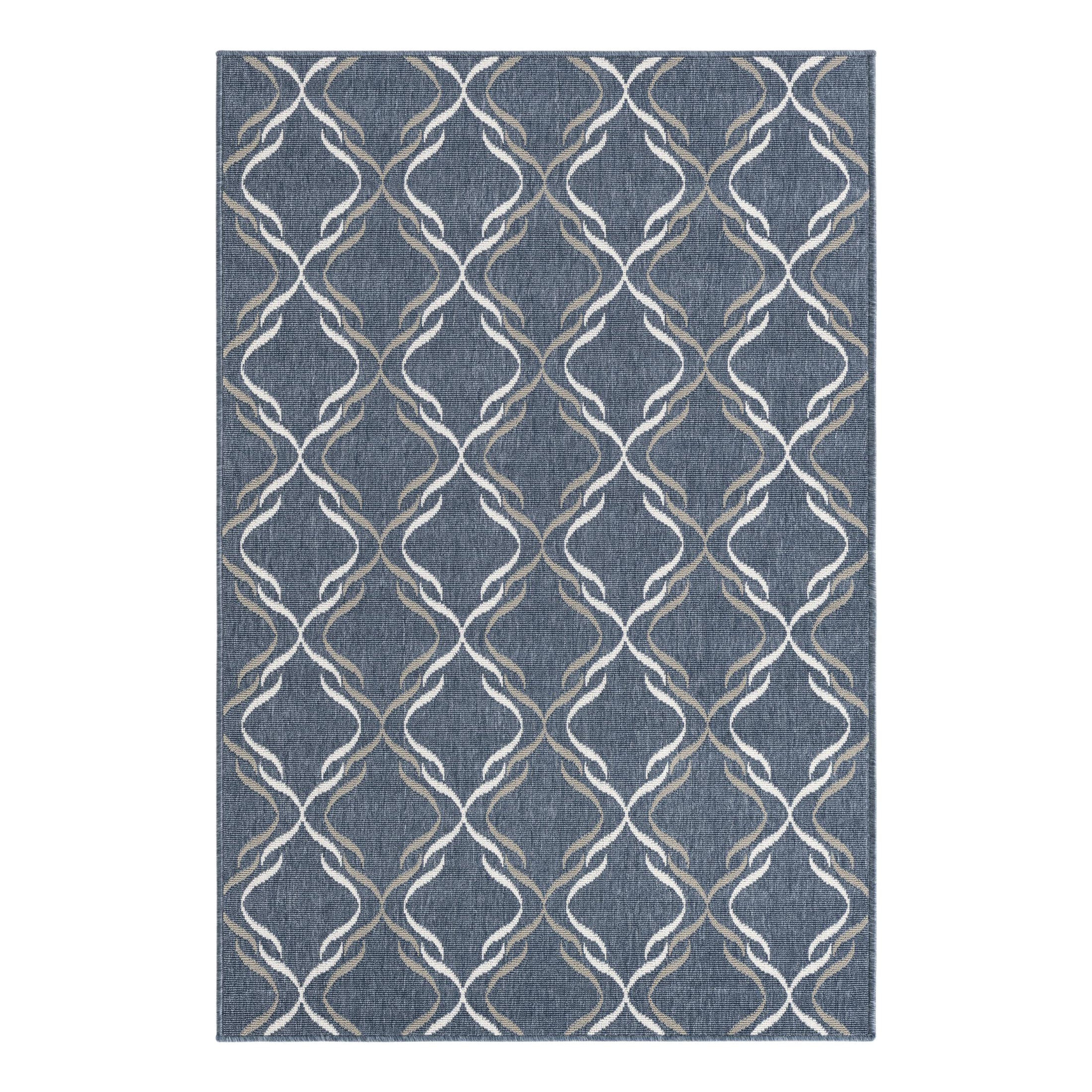 Winston Porter Basanti Geometric Navy Blue Indoor / Outdoor Area Rug ...