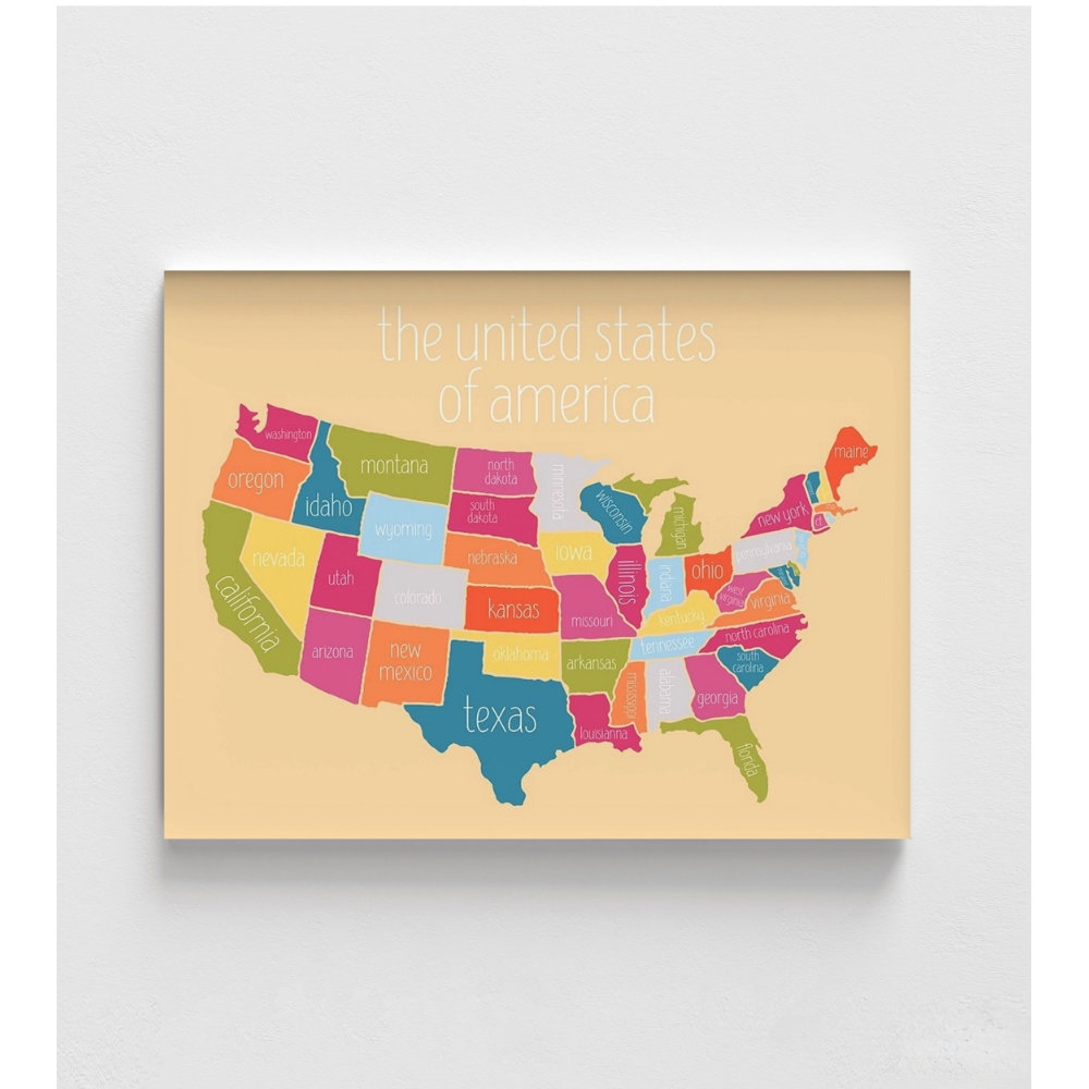 WeFrameArt State Map By Valerie Wieners, Framed USA Map Art Print ...
