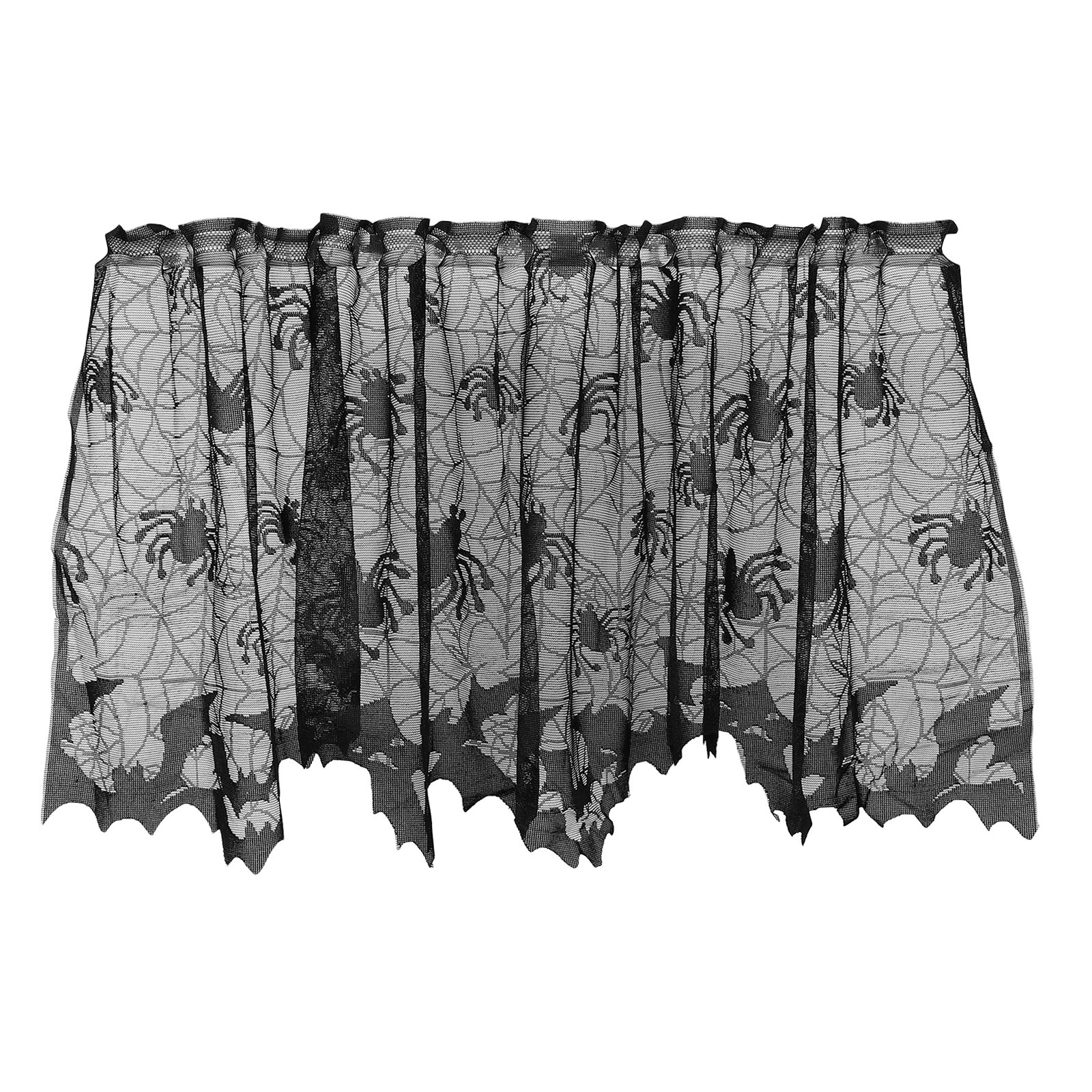 The Holiday Aisle® Halloween Lace Window Curtain Spider Web Bats Door ...