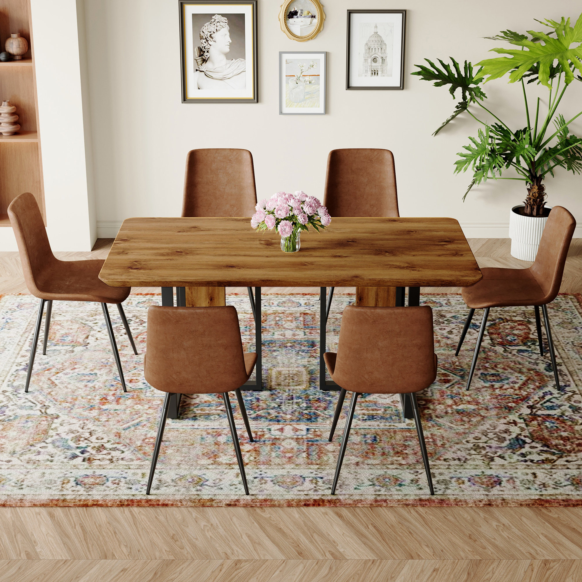 Latitude Run® Demeo Table And Chair Set. Wood-Textured MDF Dining Table ...