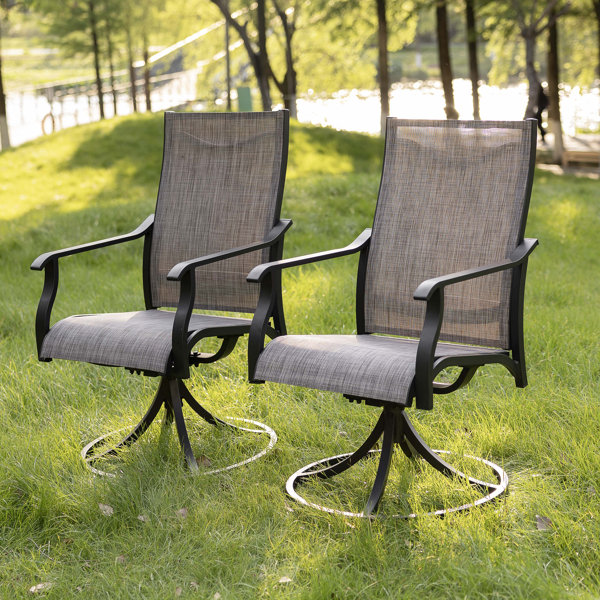 Red Barrel Studio® Patio 2-piece Swivel Dining Chairs, Breathable ...