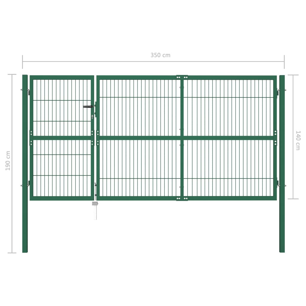 VidaXL Green Metal Gate with Posts Steel Anthracite Fence Patio Outdoor ...