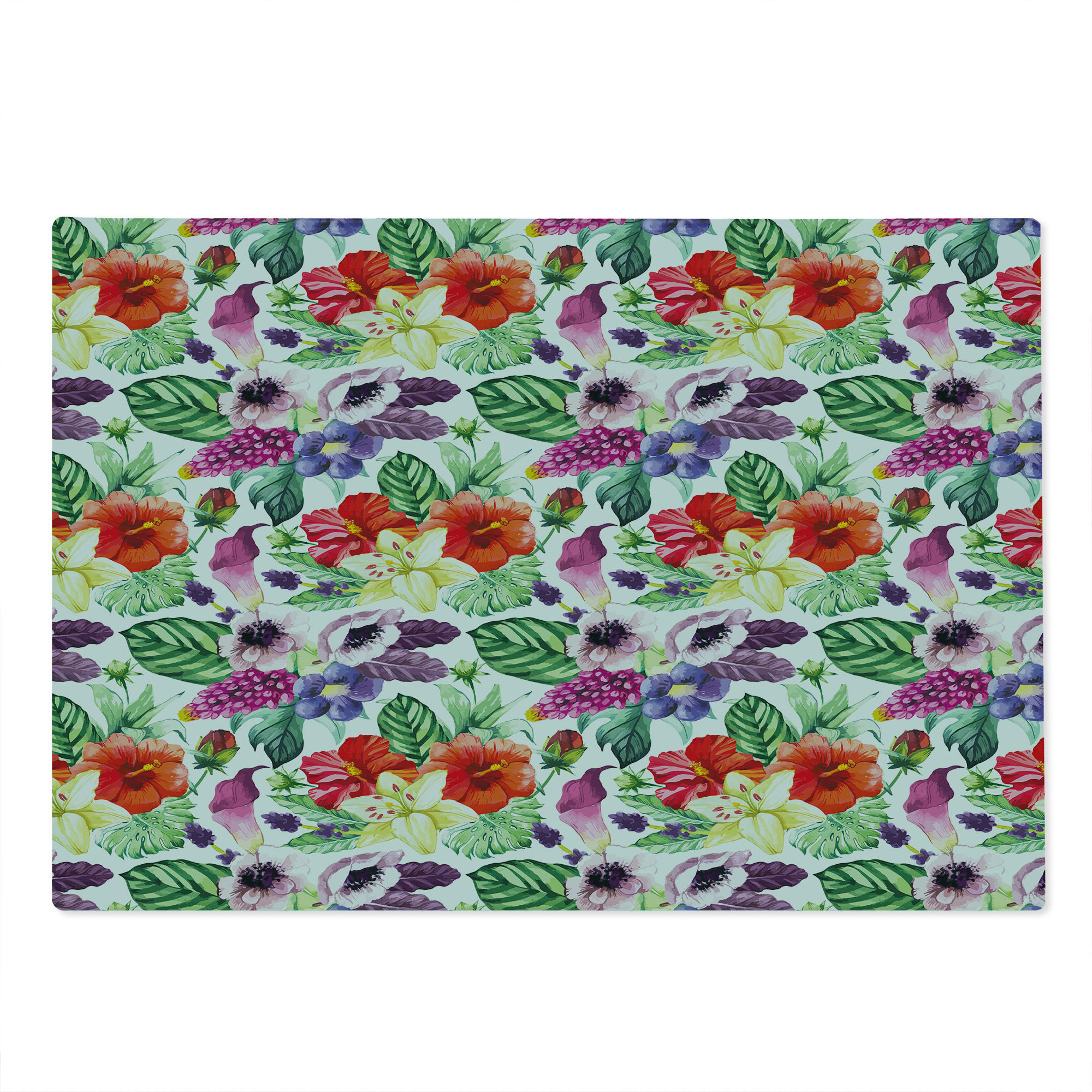 Ambesonne Watercolor Cutting Board Large Size Calla Chinese Hibiscus ...