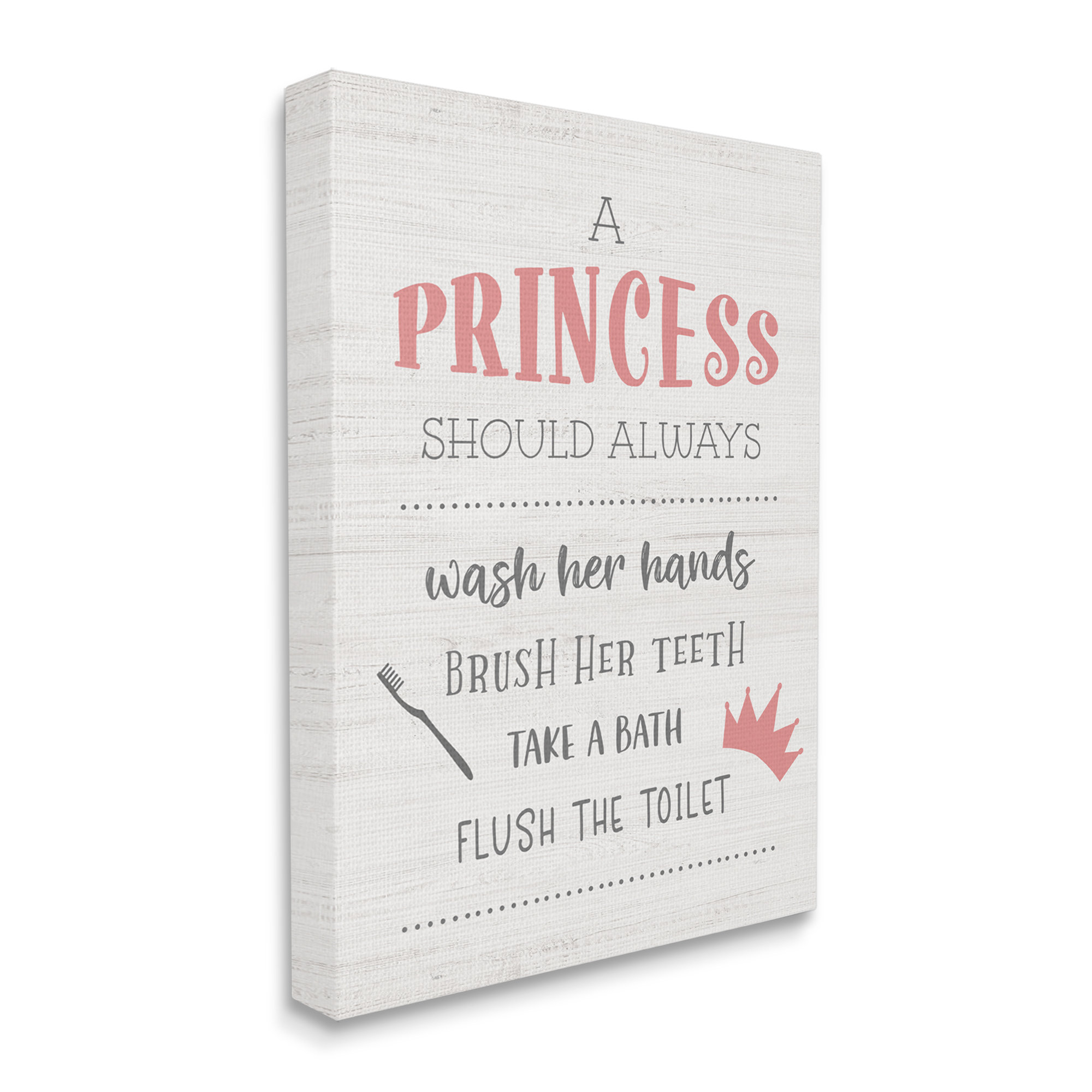 Stupell Industries Princess Bathroom Rules Good Hygiene Phrases Pink ...