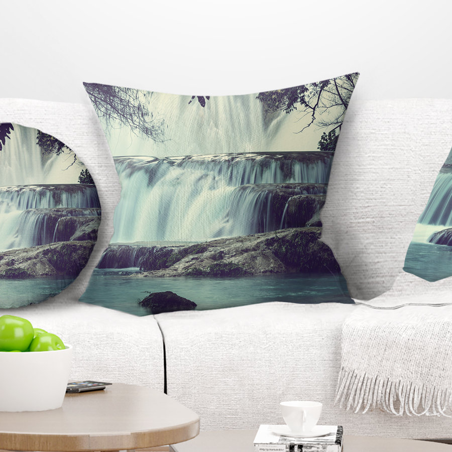 Design Art Amazing Waterfall in Mexico - Landscape Printed Throw Pillow ...