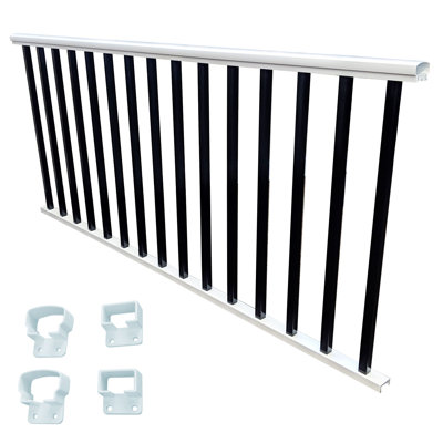 ModVue White/Hammered Black Metal Porch And Stair Railings | Wayfair