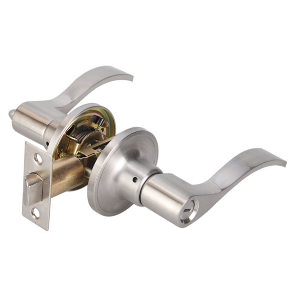 NEWBANG Lever Handle Privacy Lockset In Satin Nickel Finish, Bed/Bath ...