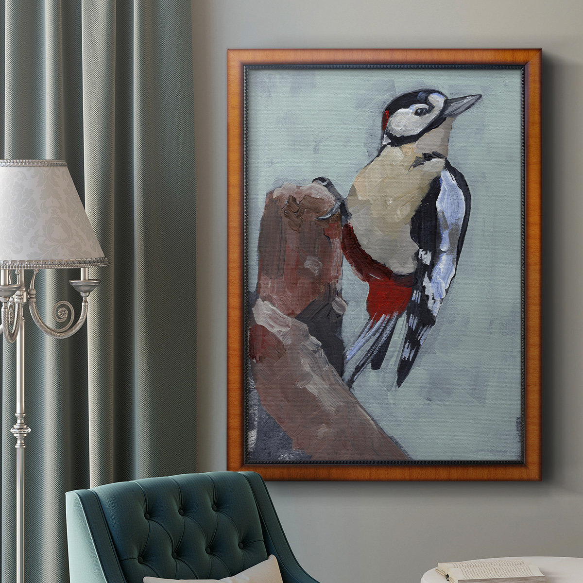 Red Barrel Studio® Woodpecker Paintstrokes II Premium Framed Canvas ...