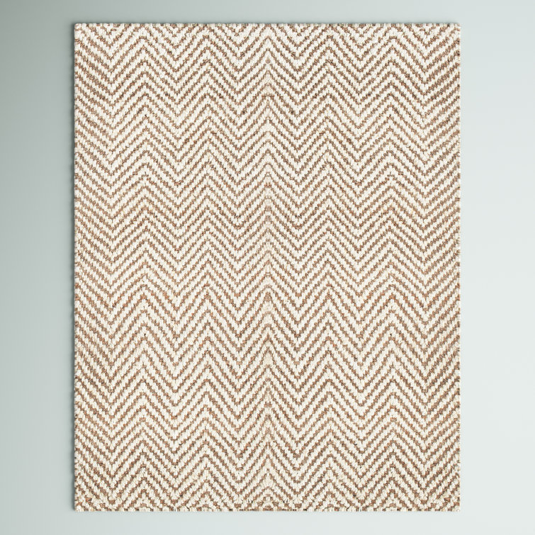 Latitude Run® Jaunius Chevron Handmade Flatweave Jute Off-White Area ...