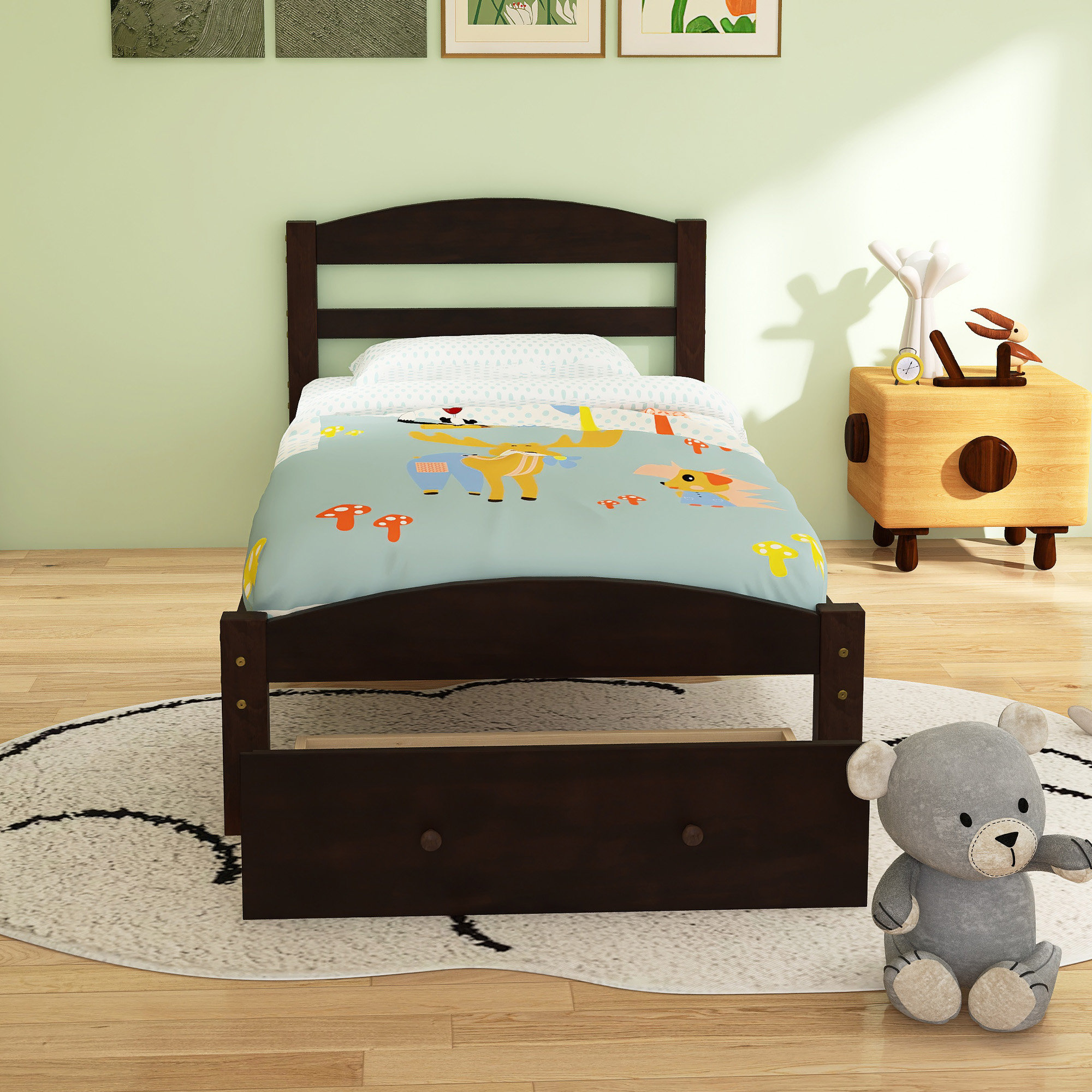Harriet Bee Platform Twin Bed Frame With Storage Drawer - Wayfair Canada