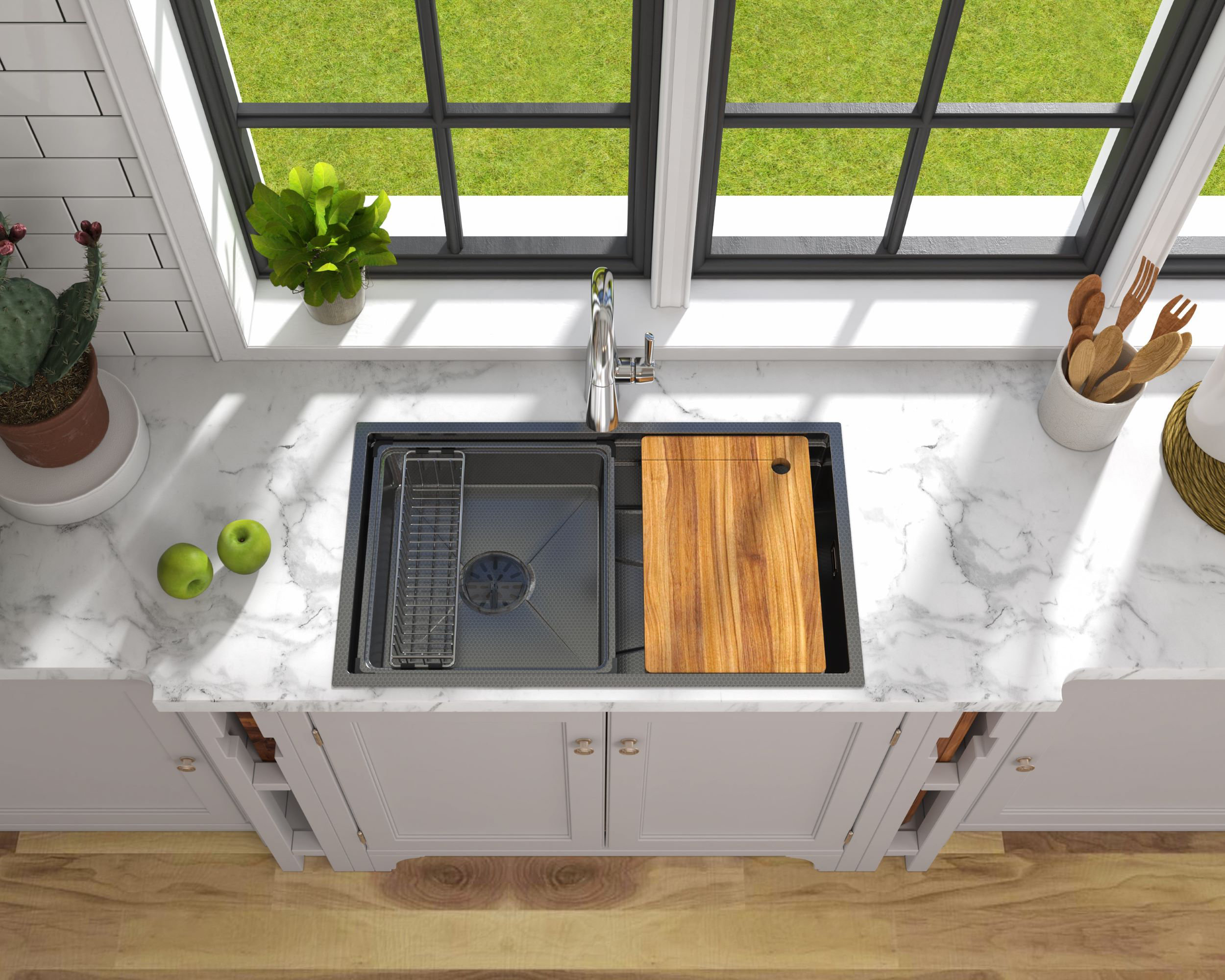 MEJE 30" Drop in 304 Stainless Steel Kitchen Sink, Bottom Honeycomb ...