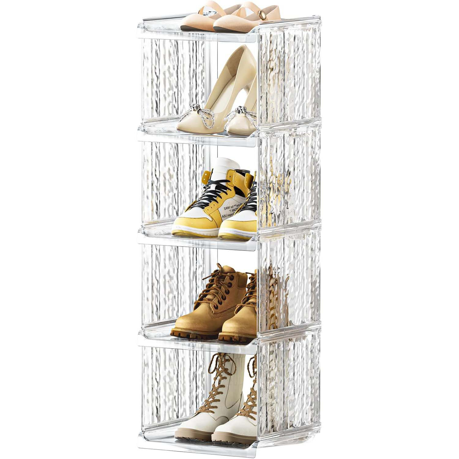Ivy Bronx Shoe Rack For Closet - 5 Tier Vertical Ice Clear Shoe Rack ...