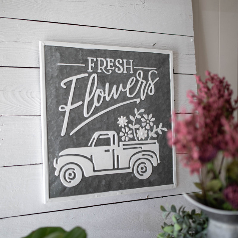 Trinx Fresh Flowers White Metal Wall Art | Wayfair