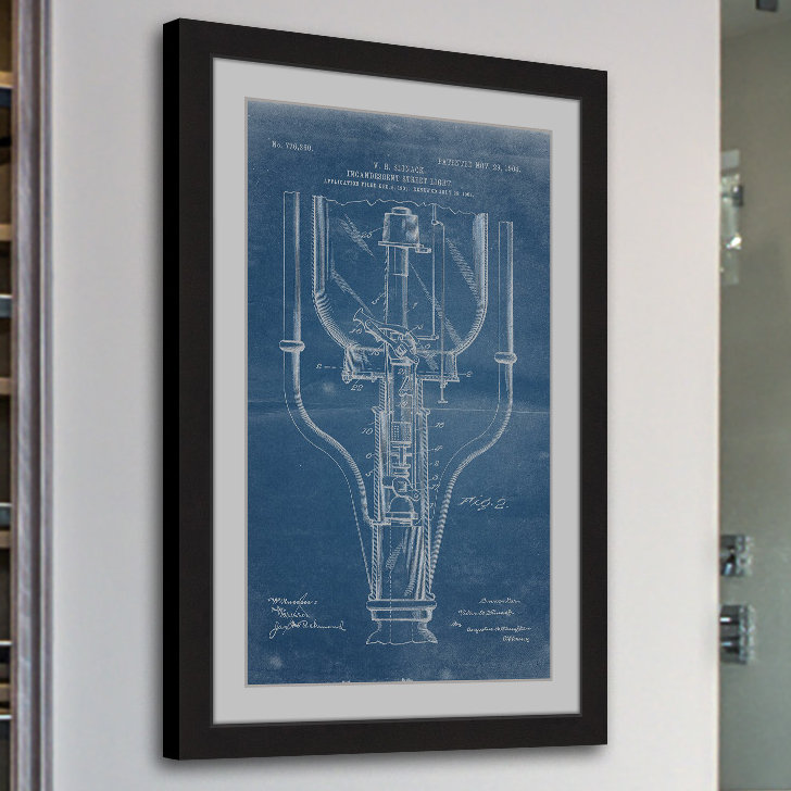 Marmont Hill 'Street Light 1904 Blueprint' by Steve King Framed ...